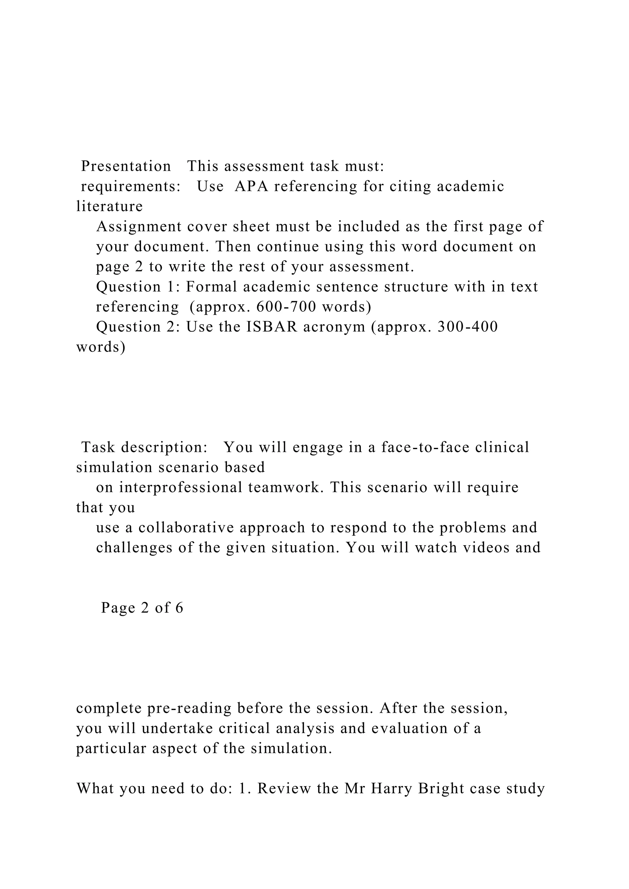 Assessment Task 1 Assessment name Simulation .docx