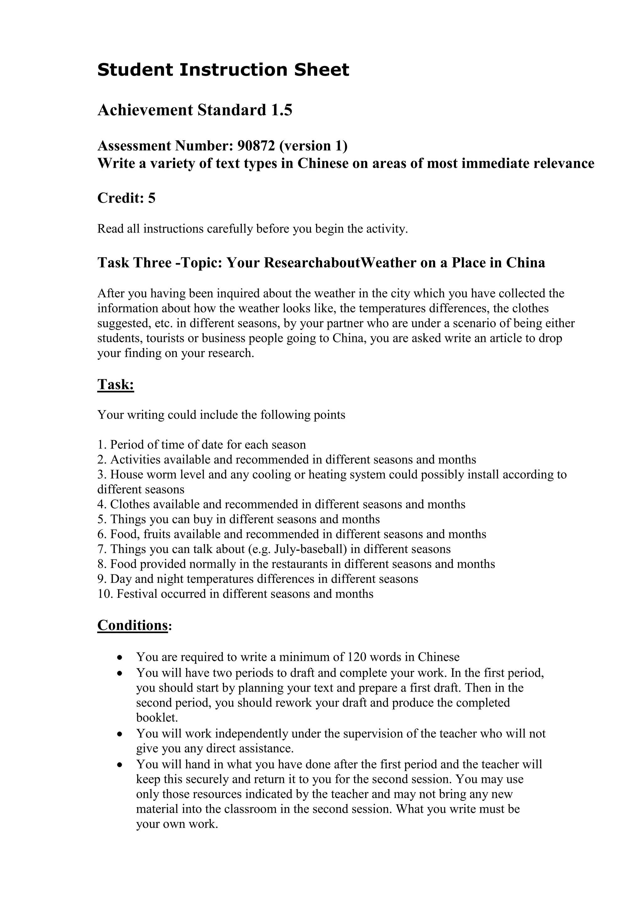 1.5 Assessment Task Instruction Sheet Task 3 | DOCX