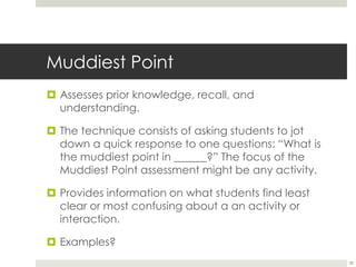 Assessment techniques overview | PPTX | Educational Assessment | Education