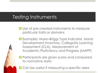 Assessment techniques overview | PPTX | Educational Assessment | Education