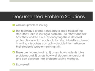 Assessment techniques overview | PPTX | Educational Assessment | Education