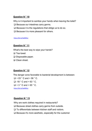 Assessment test haccp and food hygiene 2 | PDF
