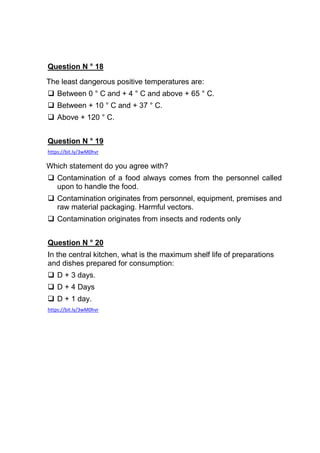 Assessment test haccp and food hygiene 2 | PDF
