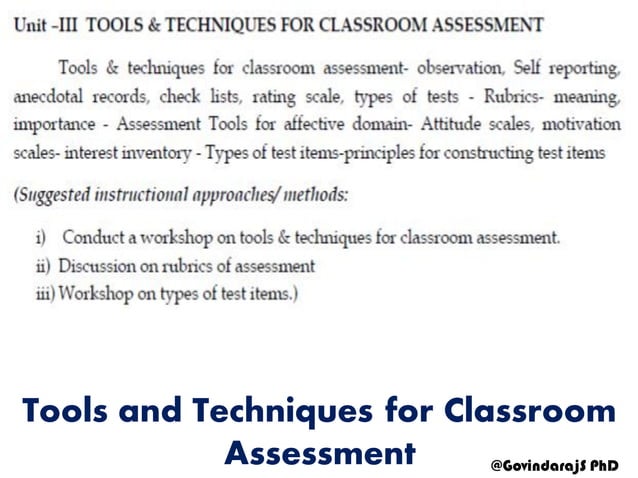 Assessment tools for Affective Domain, Types of test items, Principles ...