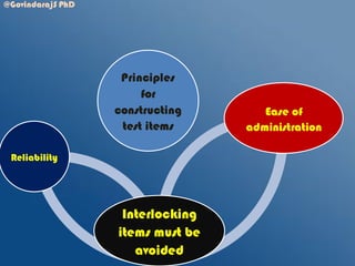 Assessment tools for Affective Domain, Types of test items, Principles ...