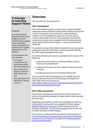 Assessment to programming for reading | PDF