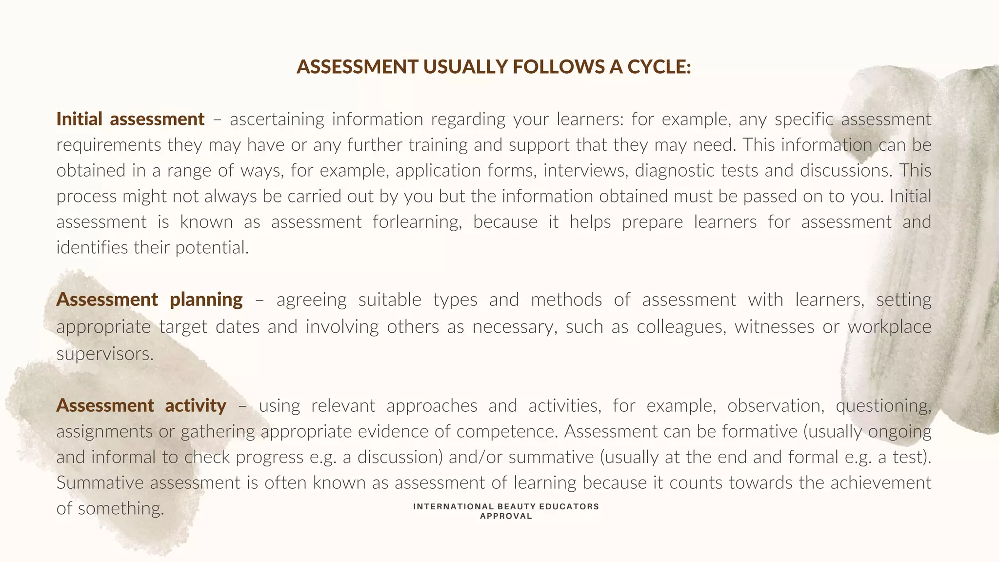 Assessment Types - Beauty Educator Training and Teaching Diploma ...