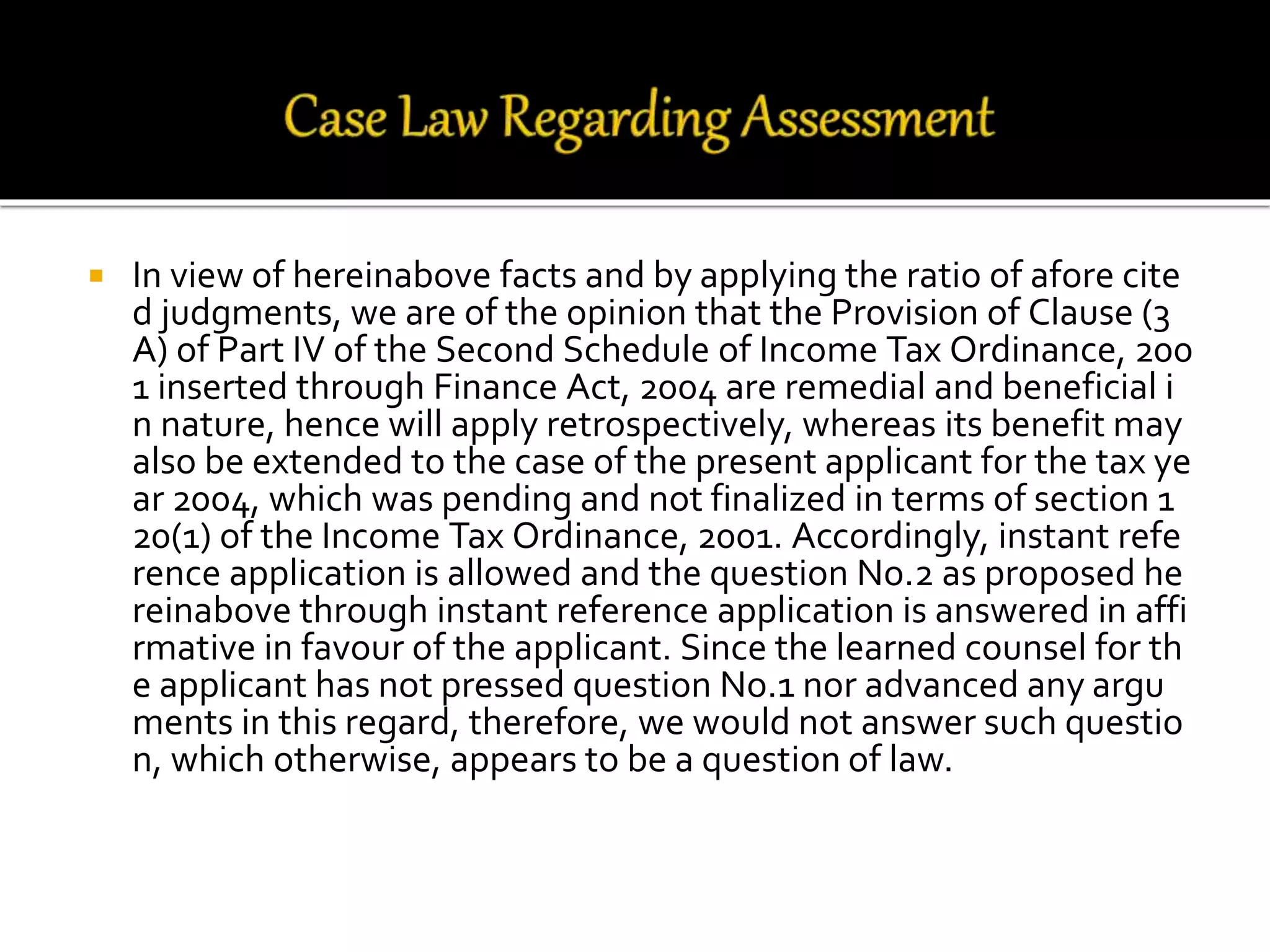 Assessment under income tax ordinance 2001 | PPTX
