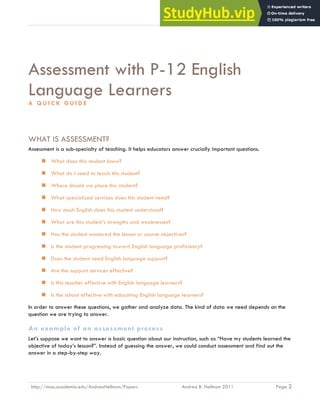 Assessment With P-12 English Language Learners | PDF