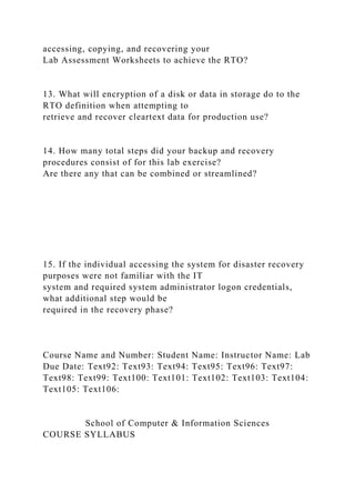 Assessment Worksheet Developing Disaster Recovery Back.docx