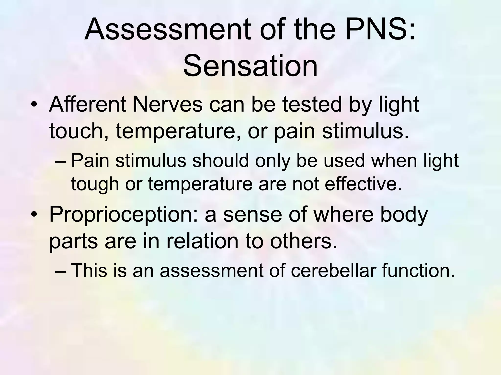 Assessment of the Neurological System EHS Unit 4 | PPTX