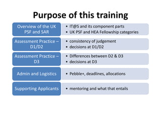 HEA Fellowship Assessor and mentor training | PPTX
