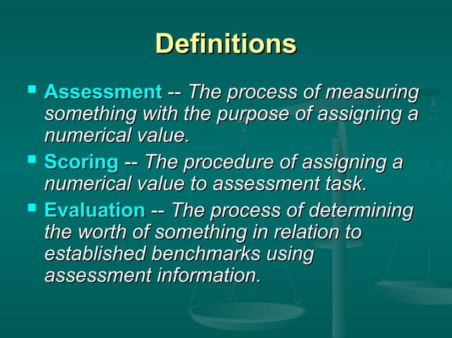 assessment scoring and evaluation.ppt | Educational Assessment | Education