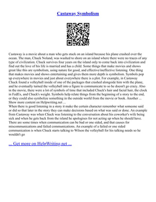 Assess The Significance Of The Symbols In The Movie Castaway | PDF