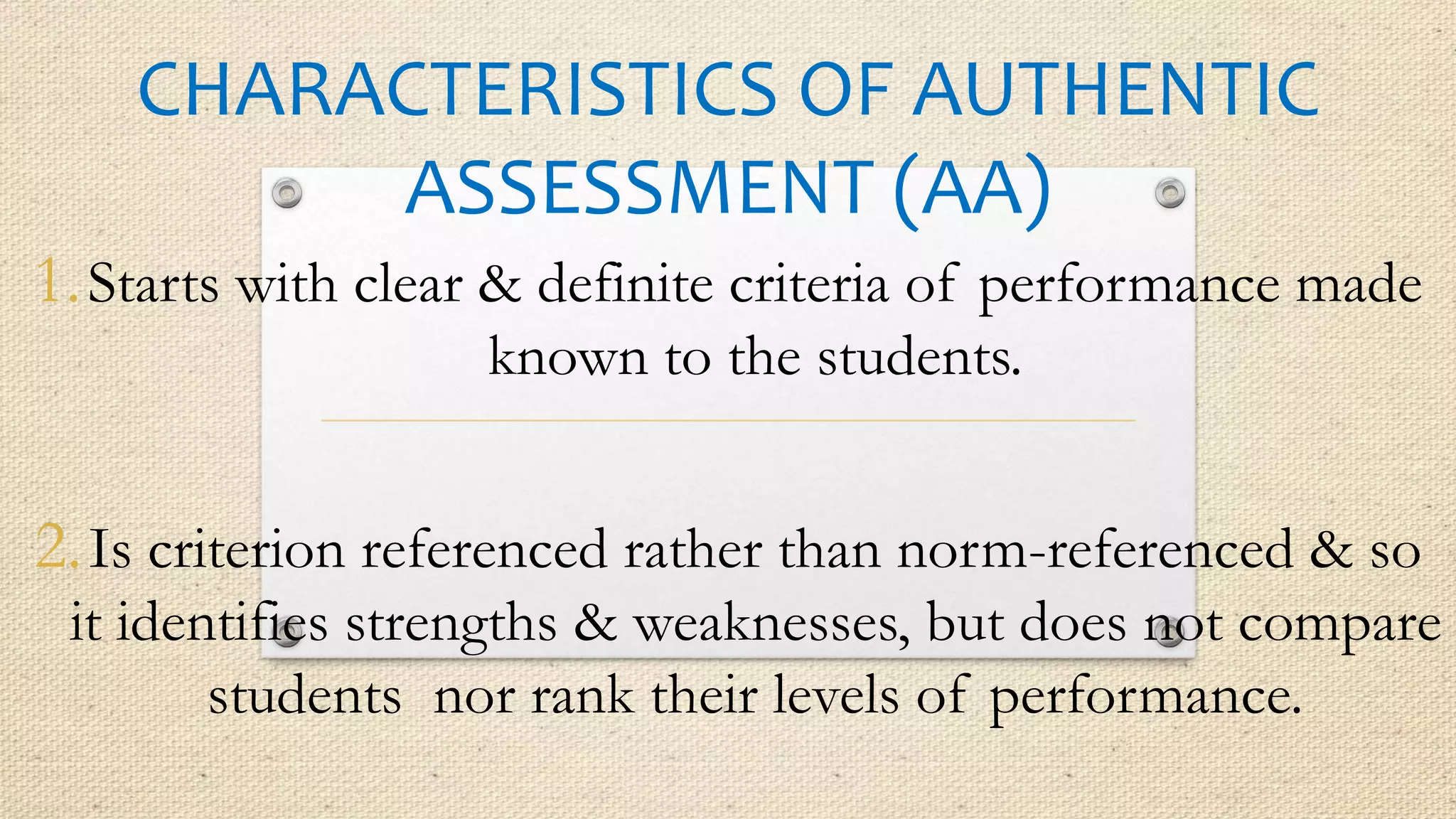 ASSESSMENT OF STUDENT LEARNING 2 | PPTX