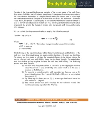 ASSET-LIABILITY MANAGEMENT IN BANKS A DYNAMIC APPROACH | PDF