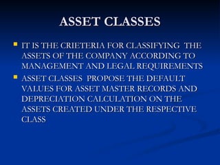 ASSET ACCOUNTING Setup and Configuration | PPT