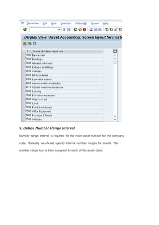 Asset accounting config steps | DOCX