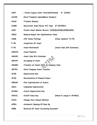 Asset accounting T codes and Menupaths.pdf | Business Accounting ...