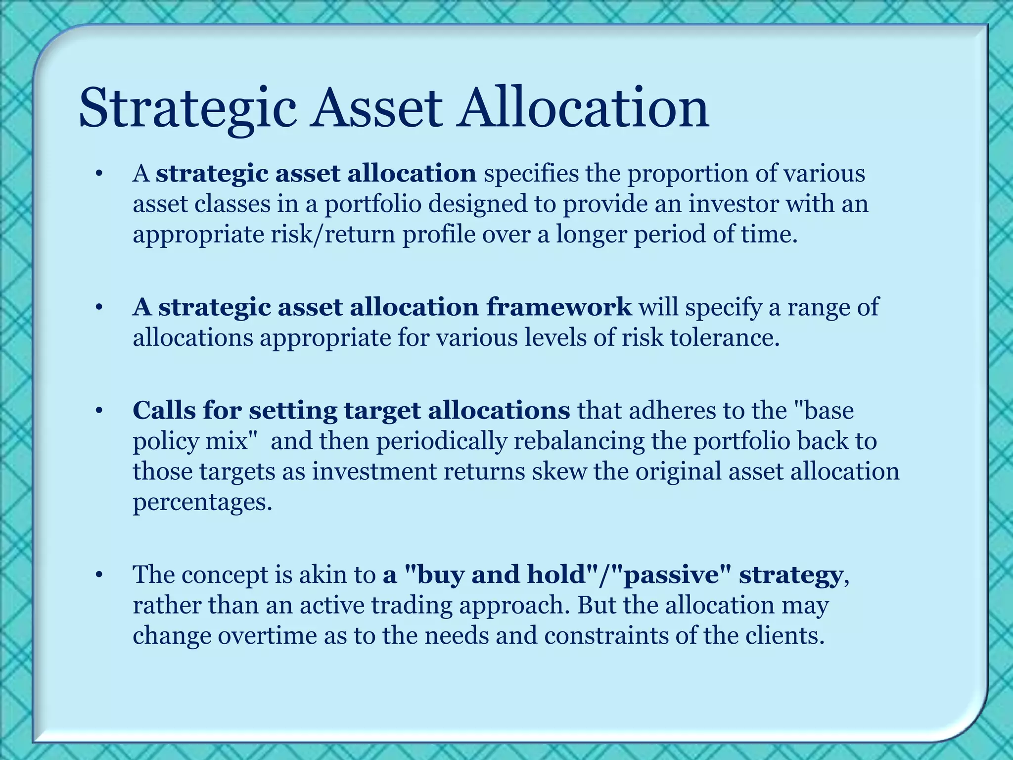 Asset allocation Issues | PPT
