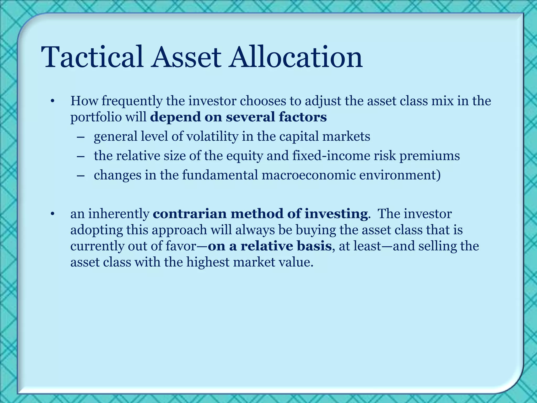 Asset allocation Issues | PPT