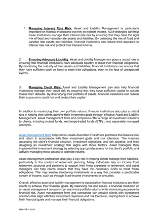 Asset and Liability Management Role and Importance at Financial Institutions..pdf | Financial ...