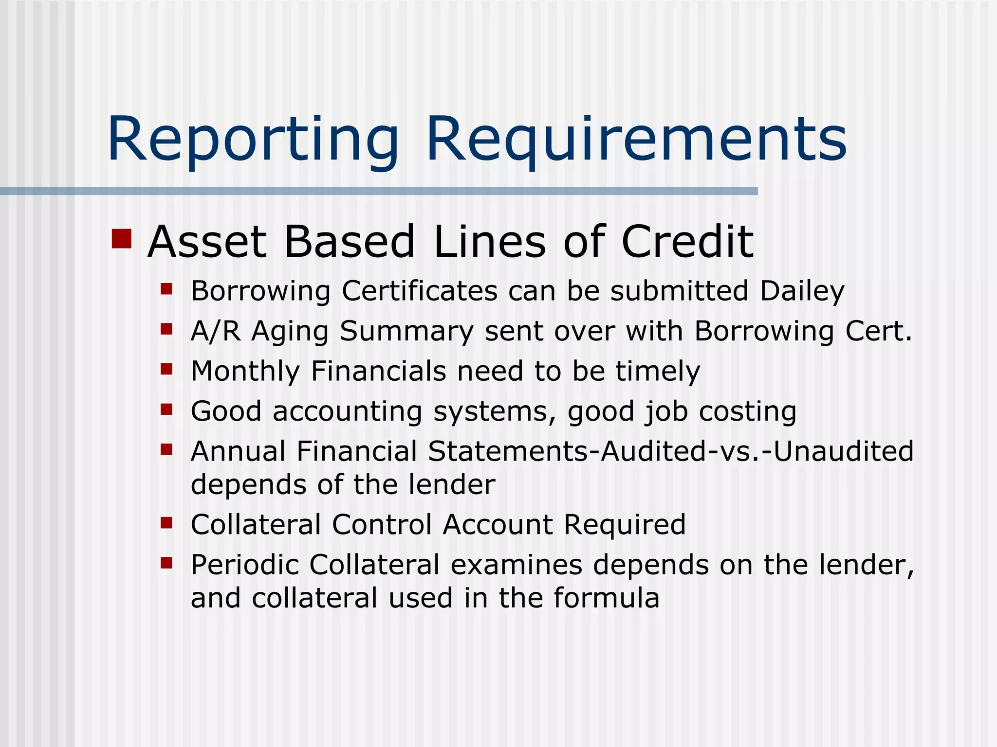 Asset Based=Collateral Based Lending | PPT