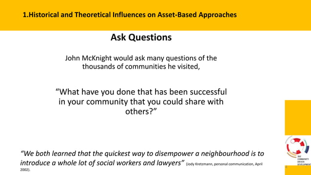 Asset Based Community Develpement :Towards a Sustainable Approach. | PPT
