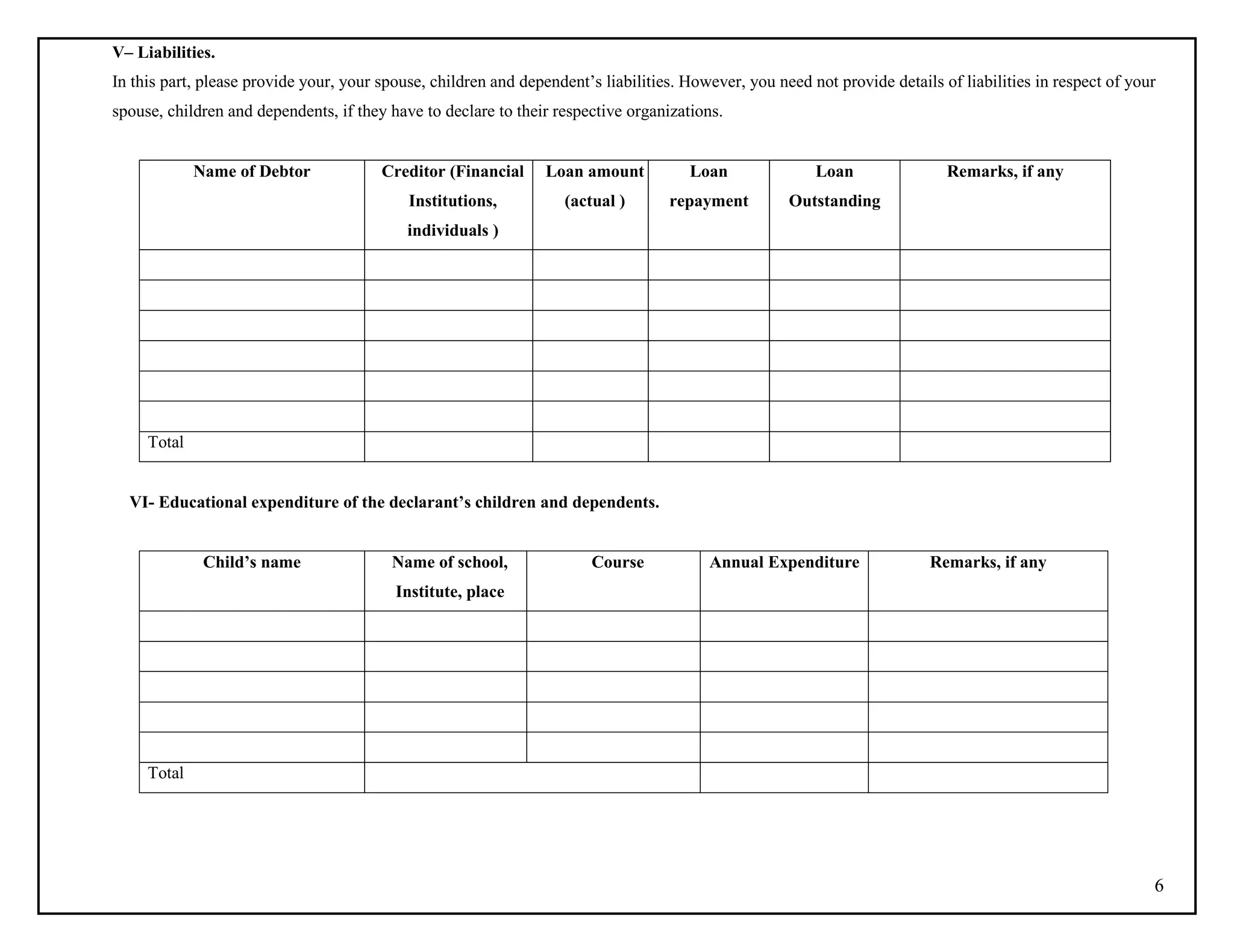 Asset declaration form_eng | PDF