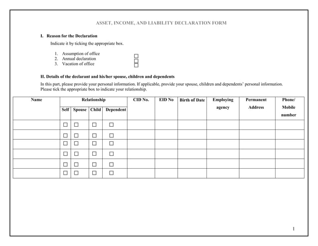 Asset declaration form_eng | PDF