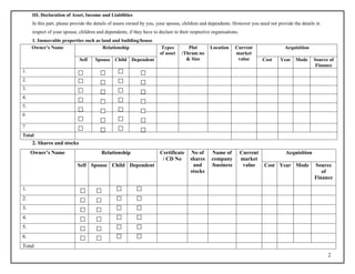 Asset declaration form_eng | PDF