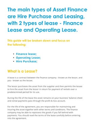 Asset finance explained | PDF
