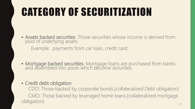 Asset finance securitization | PPT