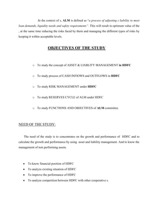 Asset lib mgt hdfc sysnopsis | DOCX