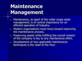 Asset Management,A Maintenance Perspective | PPTX