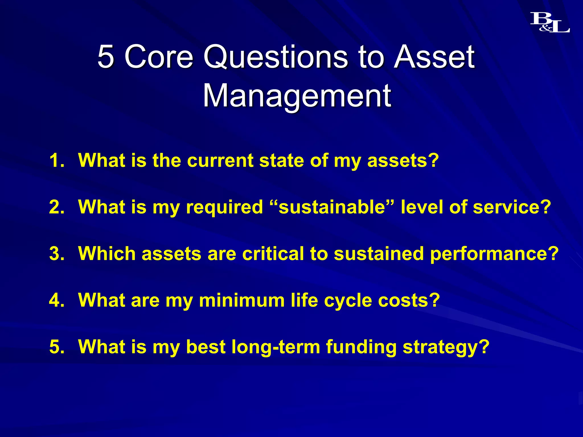 Asset Management - Data Collection, Prioritization, Estimating, Funding ...