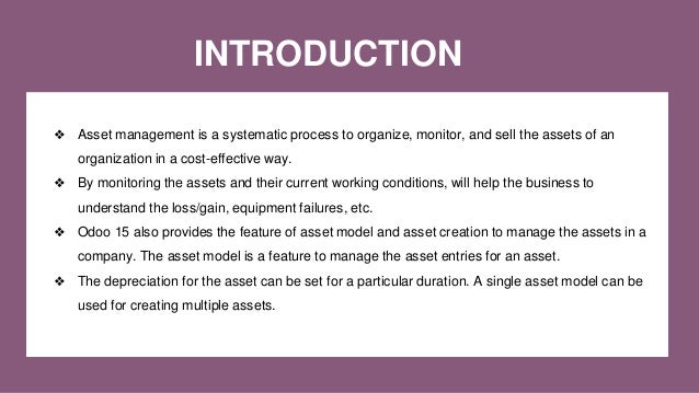 Asset Management in Odoo 15 | PPTX