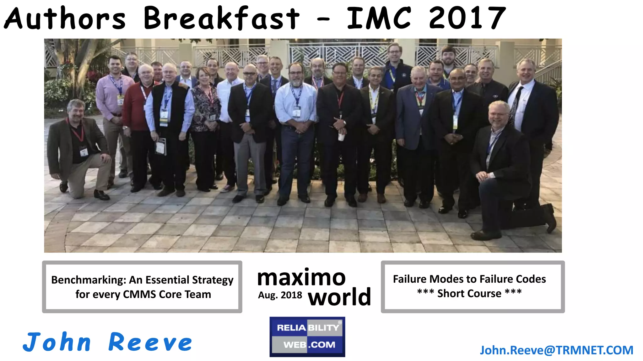 Asset Management System As Defined By Uptime Elements John Reeve Pptx Business Business And