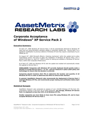 Asset Metrix Corporate Acceptance Of Windows Xp Sp2 Asset Labs Edition ...