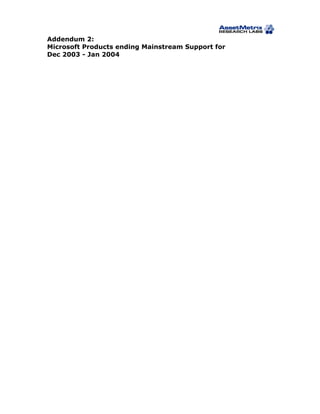 Asset Metrix Win98 Analysis Asset Labs Edition | DOC