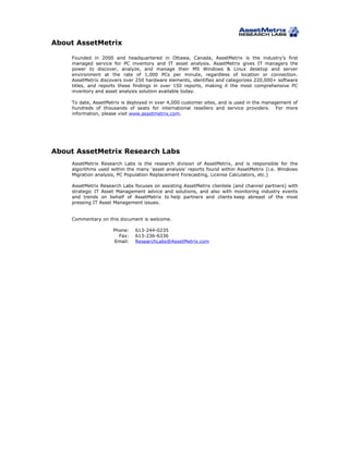 Asset Metrix Win98 Analysis Asset Labs Edition | DOC