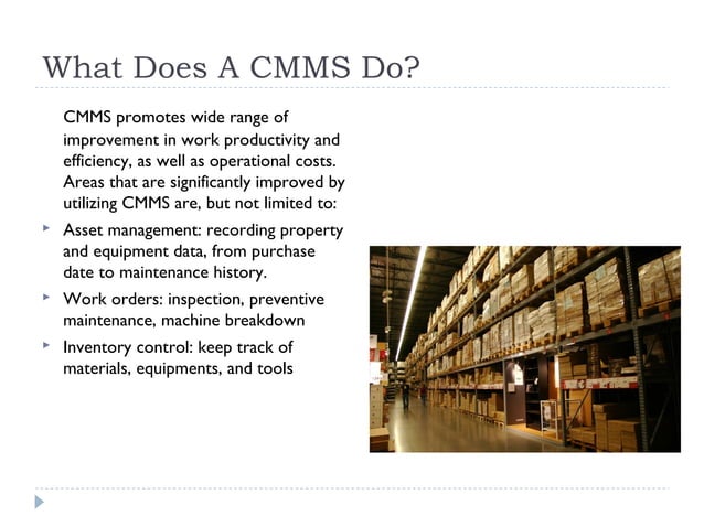 CMMS Software | PPT | Free Download
