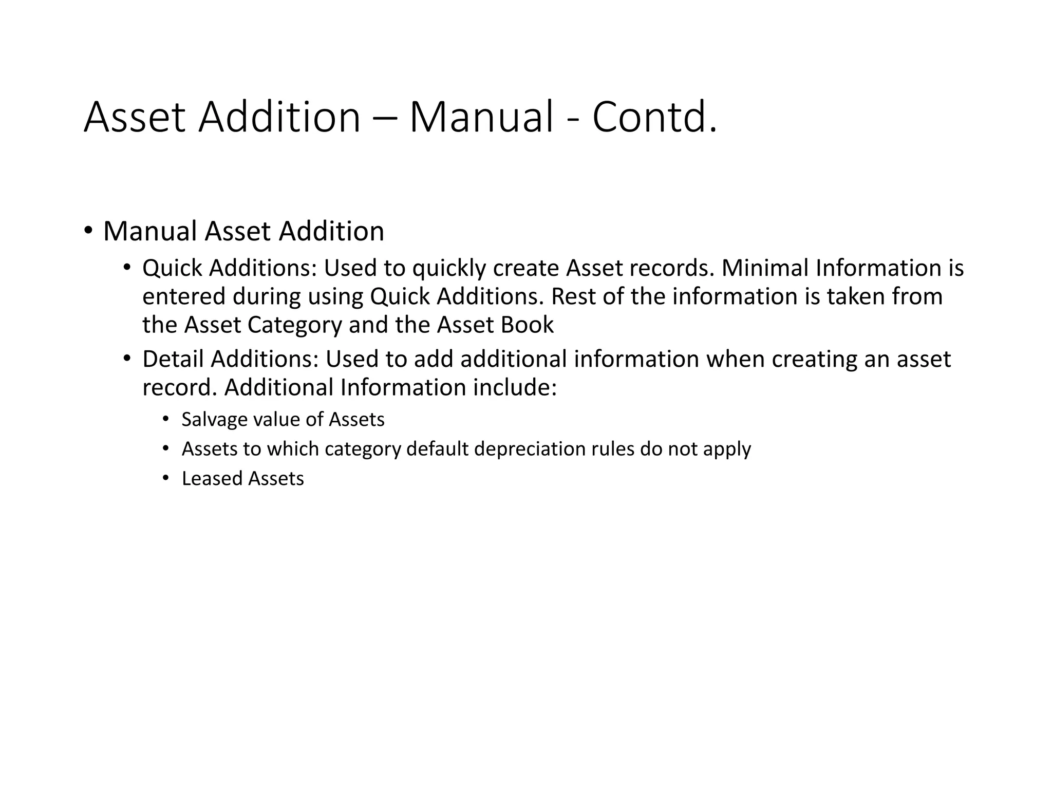R12 EBS ORACLE ASSETS -OVERVIEW OF ASSETS | PPT