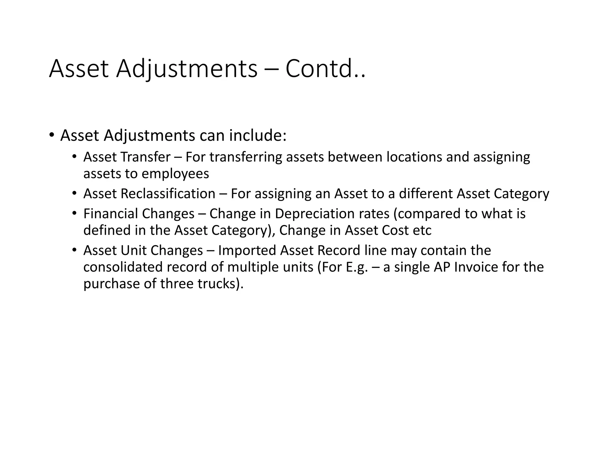 R12 Ebs Oracle Assets Overview Of Assets Ppt