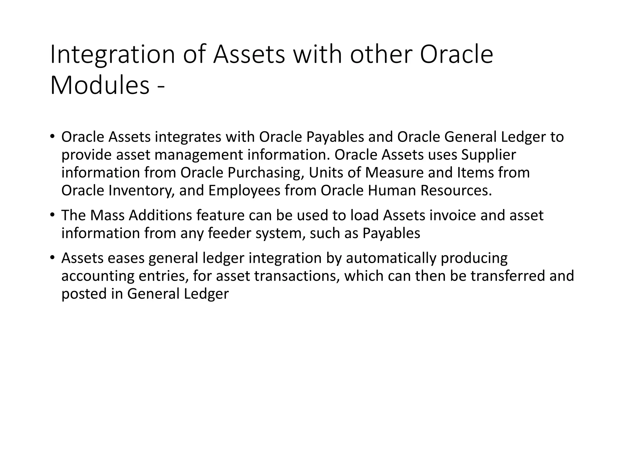 R12 Ebs Oracle Assets Overview Of Assets Ppt