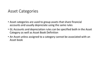 R12 EBS ORACLE ASSETS -OVERVIEW OF ASSETS | PPT