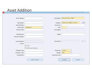 R12 EBS ORACLE ASSETS -OVERVIEW OF ASSETS | PPT