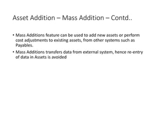 R12 EBS ORACLE ASSETS -OVERVIEW OF ASSETS | PPT