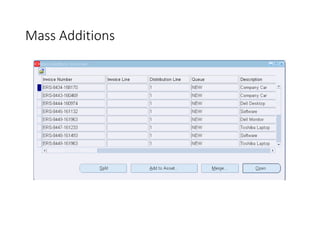 R12 EBS ORACLE ASSETS -OVERVIEW OF ASSETS | PPT