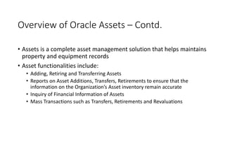 R12 EBS ORACLE ASSETS -OVERVIEW OF ASSETS | PPT